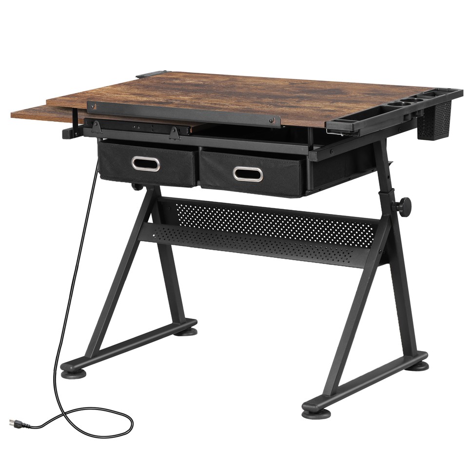Adjustable Drafting Drawing Table Craft Tiltable Tabletop with Stool ...