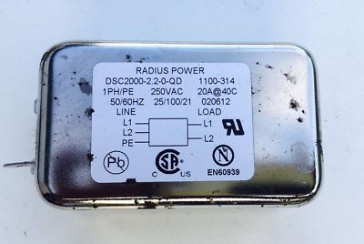 RADIUS POWER DSC2000-2.2-0QD 1100-314 DUAL STAGE LINE EMI FILTER 250VAC ...