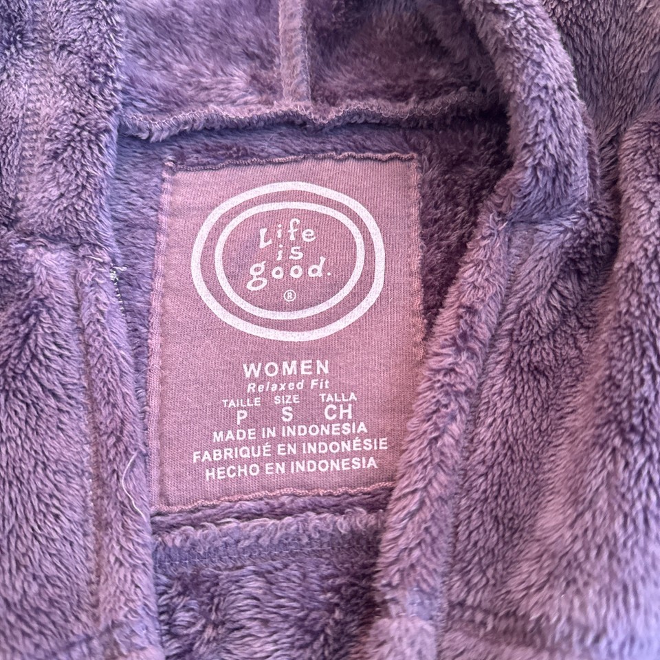 Life is Good Purple Relaxed Fit Plush Full Zip Up Cozy Fleece Hoodie ...