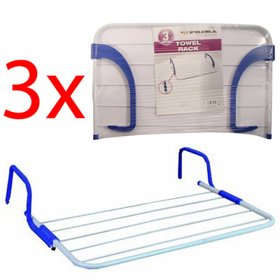 3 X TOWEL RACK RADIATOR CLOTHES 3M DRYER LAUNDRY 5 RAIL BAR WASHING ...