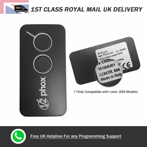 V2 PHOX 2 433.92MHz Rolling Code Remote | Grelly UK