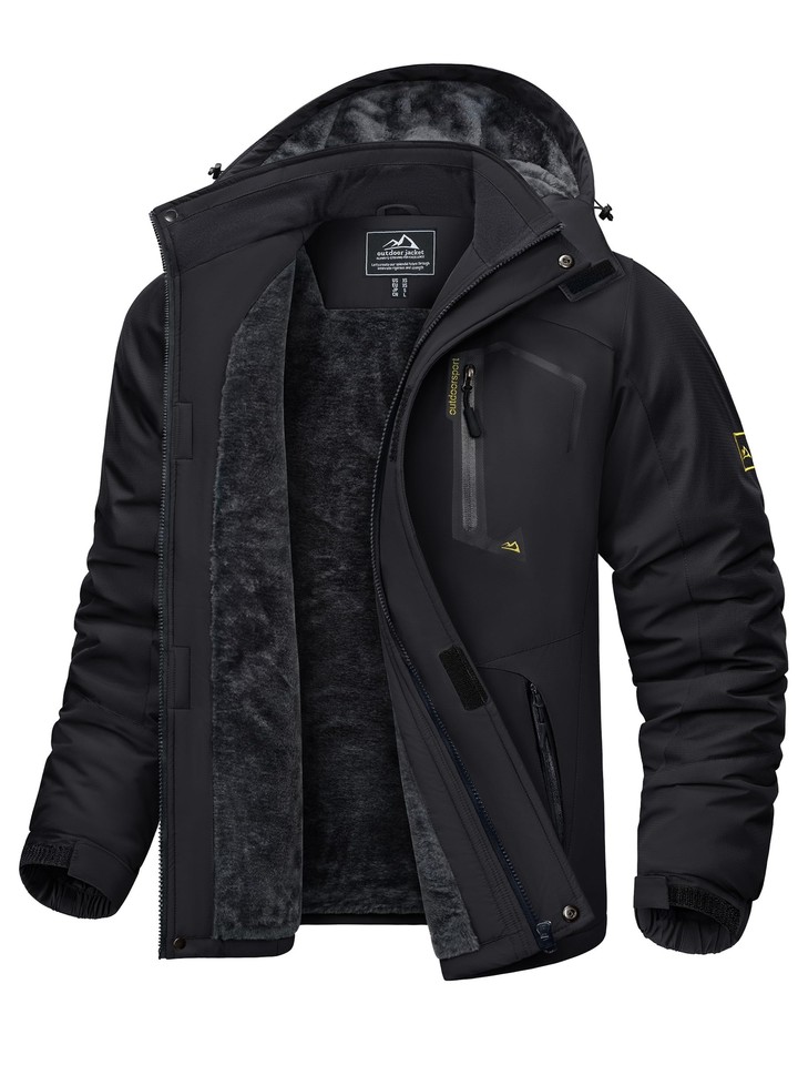 Men's Waterproof Winter Ski Jacket Snow Thermal Fleece Hooded Outdoor ...
