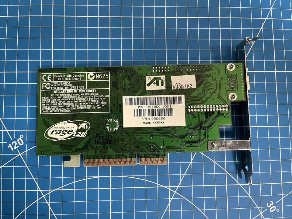 ATI RAGE 128 32MB AGP VIDEO CARD p/n 109-51900-31 1025-62000 | eBay