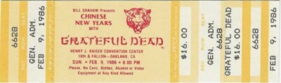 GRATEFUL DEAD UNUSED TICKET 02-09-1986 KAISER OAKLAND MAIL ORDER GARCIA ...