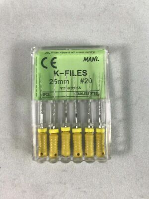Mani Dental Root Canal Endo Stainless Steel K-files 25mm Size #20 ...