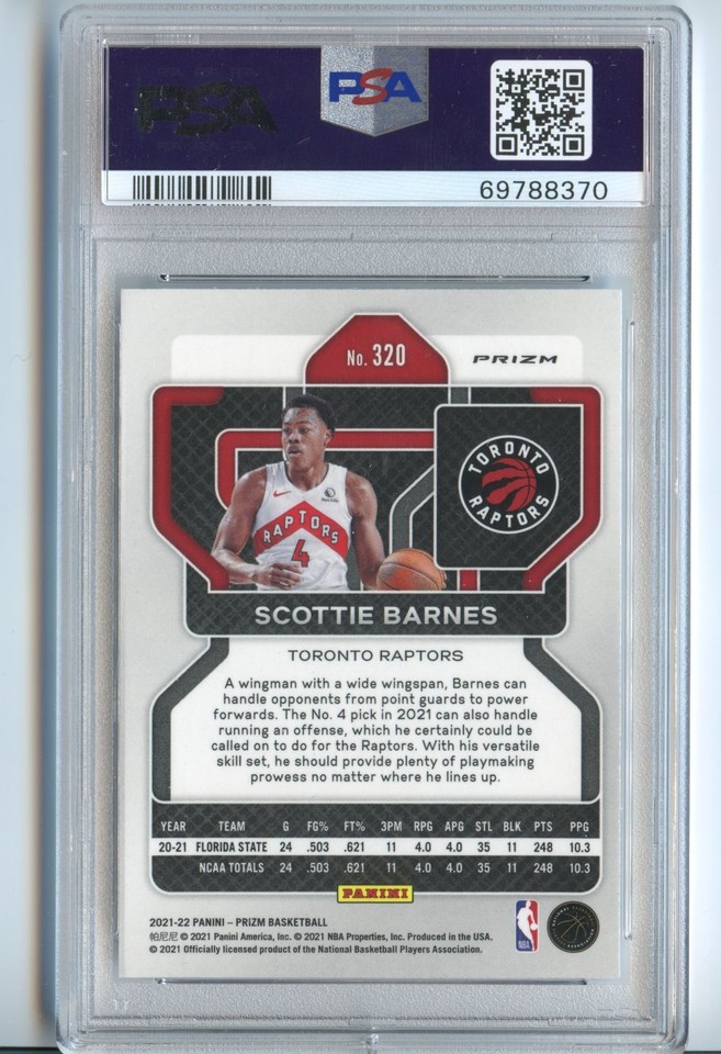 Gem 2021 Scottie Barnes Rookie Prizm Fast Break Disco #320 PSA 10 RC ...