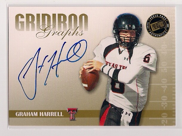 2009 GRAHAM HARRELL PRESS GRIDRN ROOKIE AUTO MOUNTAINEERS TEXAS TECH ...