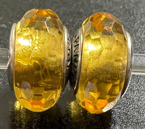 (ONE MURANO ONLY) Pandora Silver Golden Yellow Fascinating Faceted ...