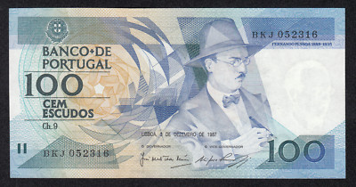 PORTUGAL BANKNOTE - 100 ESCUDOS CH.9 - P179d - 03/02/1987 - UNC 🇵🇹 | eBay
