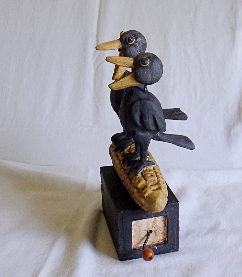 Folk Art Mechanical Automata Crows on Corn Christopher Blake Dept. 56 ...