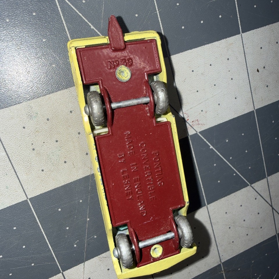 Vtg Lesney Matchbox Convertible Car #39 Pontiac Yellow Diecast Good ...