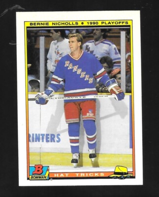 1990-91 Bowman Hat Tricks Hockey Bernie Nicholls #20 New York Rangers ...