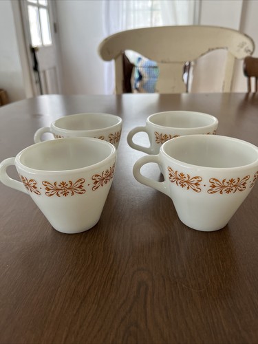 Pyrex Tableware by Corning | Copper Filigree Coffee Cup | Milk Glass ...