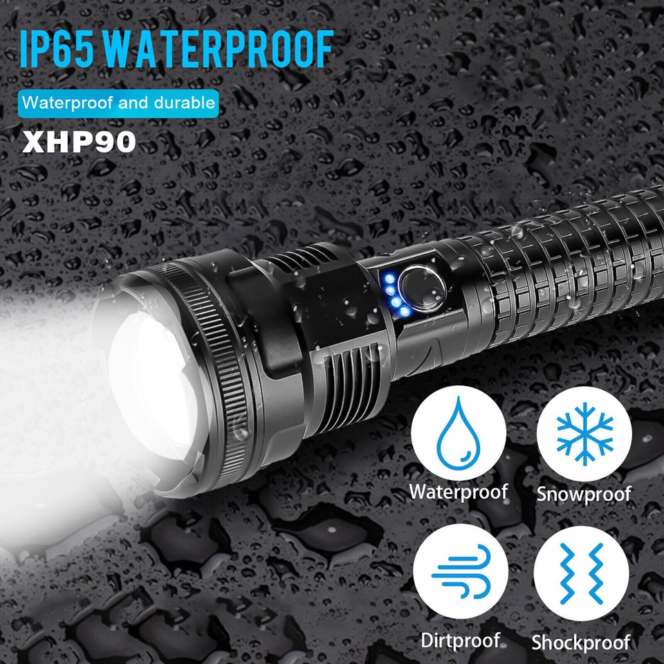 1200000LMS Super Bright XHP90.2 LED Flashlight Rechargeable Powerful ...