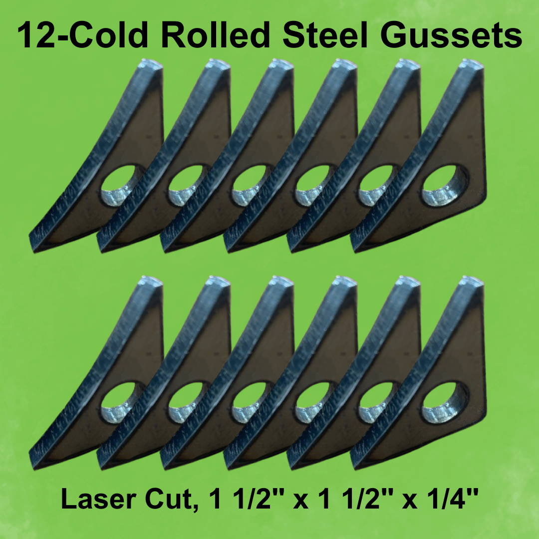 Roll cage Gusset 1 1/2”x1 1/2"x 1/4” -Set of (12) Steel Gussets, Cold ...
