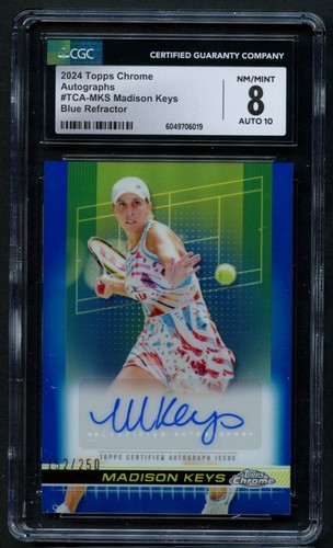 Madison Keys 2024 Topps Chrome Tennis Autographs 152/250 Blue Refractor ...