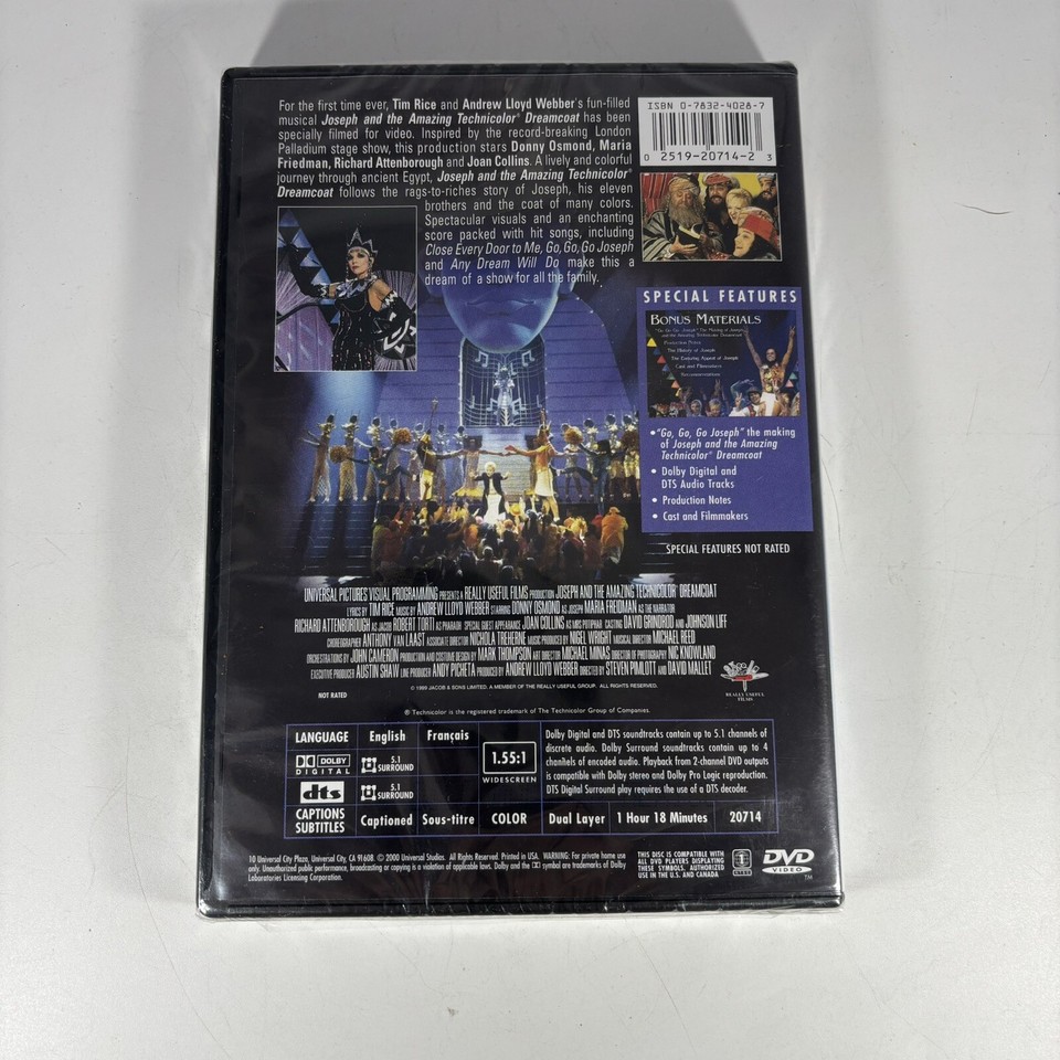 Joseph and the Amazing Technicolor Dreamcoat (DVD, 1999) Donny Osmond ...