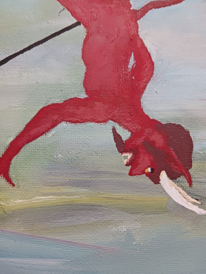 SATAN BEING CAST OUT OF HEAVEN PAINTING 12X16 TITLED (CAST OUT)-MUST ...