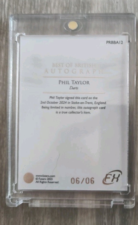 Futera Phil Taylor On Card Auto 6/6 Autogramm Darts Legende No Panini ...