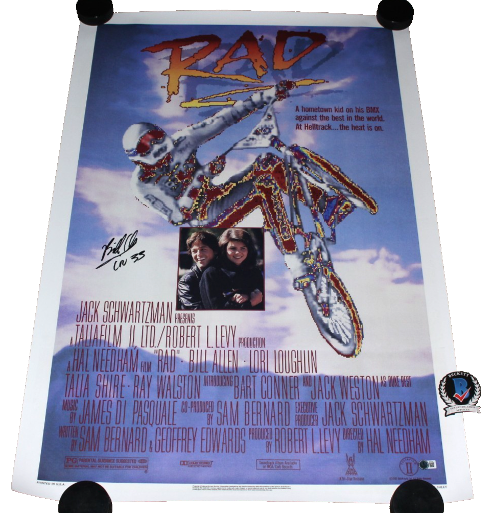 BILL ALLEN SIGNED 'RAD' 27x40 FULL-SIZE MOVIE POSTER BECKETT COA #33 ...