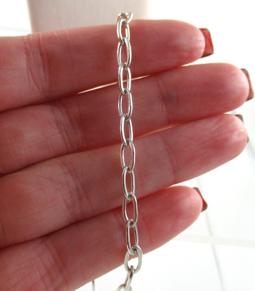.925 Sterling Silver Fancy Link Chain Bracelet Italy 7.5" Paperclip | eBay