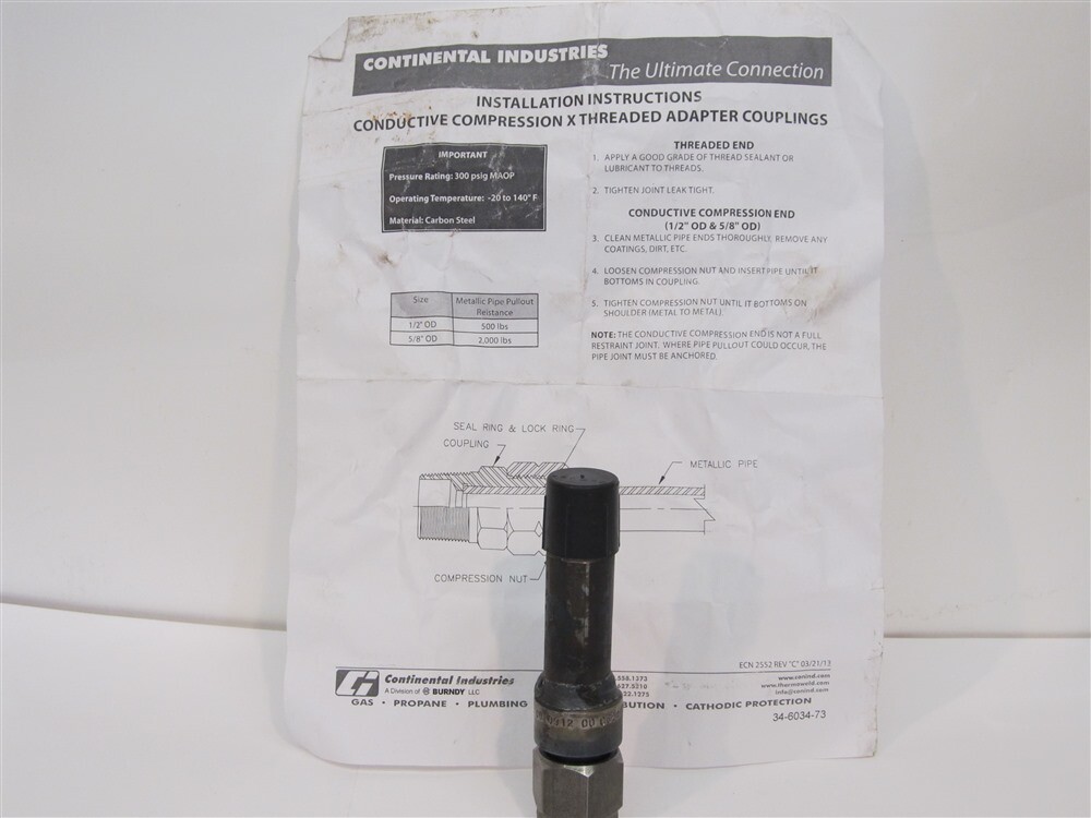 Continental Ind. 034300091200062413, Compression X Threaded Coupling | eBay