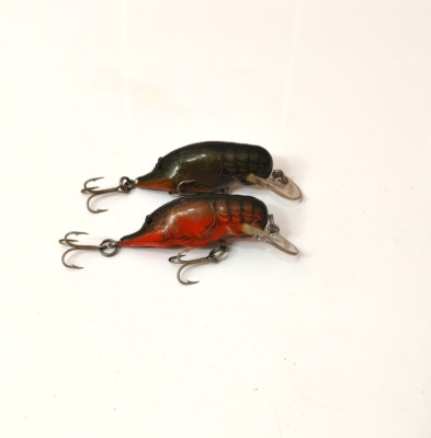 (2) Vintage Bagley Balsa Small Fry Crayfish Crankbait Fishing Lures Lot ...