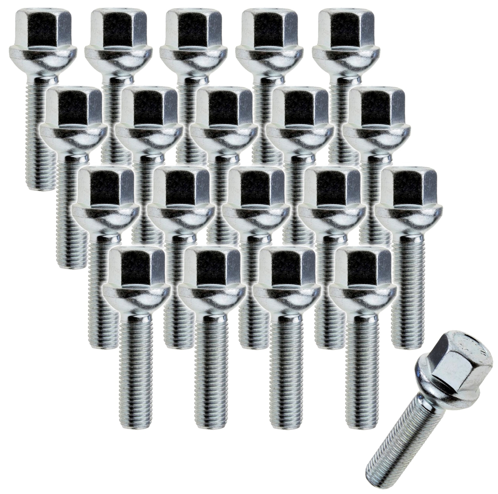 20 Radschrauben M12 40mm Kugel SW17 Radbolzen Alufelgen Stahlfelgen für ...