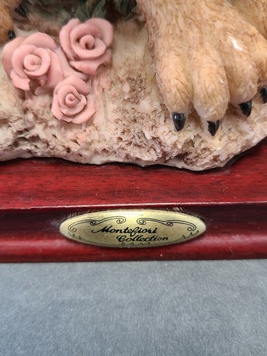 Montefiori collection 18" tall Angel with lamb and lion on wood stand ...