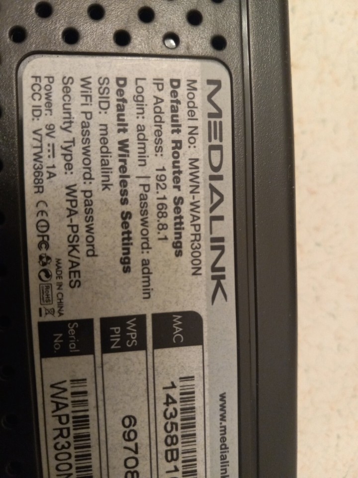 Medialink Wireless N 4 Port Ethernet Router ONLY NO CORD- MWN-WAPR300N ...