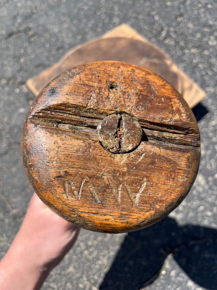 Antique Primitive 1800s Wooden Butcher Block Cutting Board w/ Wood ...