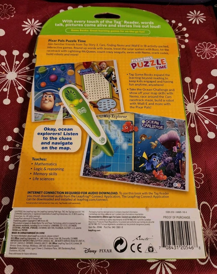 NEW LeapFrog TAG Disney's Pixar Pals Puzzle Time Game Book | eBay