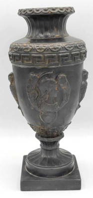 Antique 1920s Heavy Black Metal Vase Urn Signed Scott Museum Garfield ...