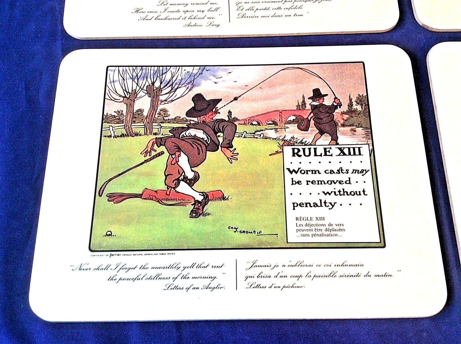 PERRIER CHAS CROMBIE SET 4 HARDBOARD MATS I, XII, XIII & XXXI VTG RULES ...