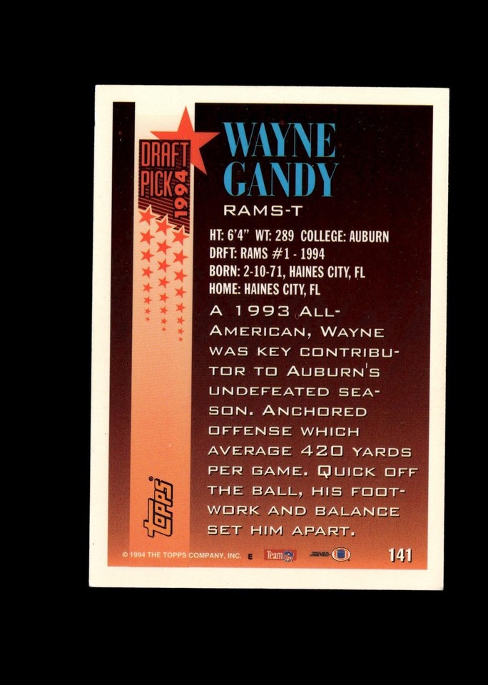 Wayne Gandy 1994 Topps Football #141 Los Angeles Rams | eBay