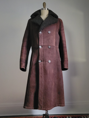 VTG ICE AGE DOUBLE BREAST SHEARLING COAT w/ LARGE SHEEPSKIN COLLAR ...