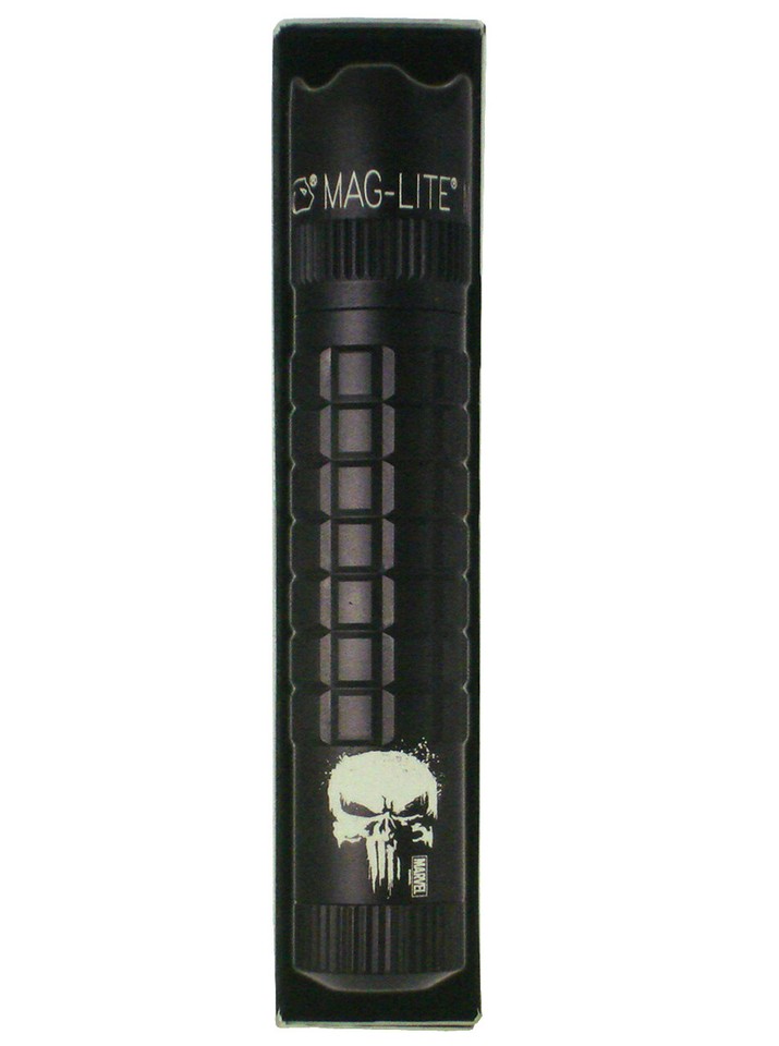 Punisher Mini Maglite Mag-Tac CR123 LED Flashlight Crowned Bezel Marvel ...