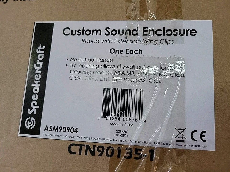 SpeakerCraft Custom SE 6" and 8" Sound Enclosure w/ Ext. Wing Clips ...