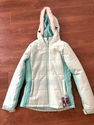 37 DEGREES SOUTH waterproof and snow proof jacket, aqua/white with faux ...
