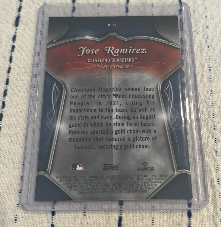 2022 Topps Chrome Jose Ramirez Pinstriped/Club Plaques #P-15 Cleveland ...