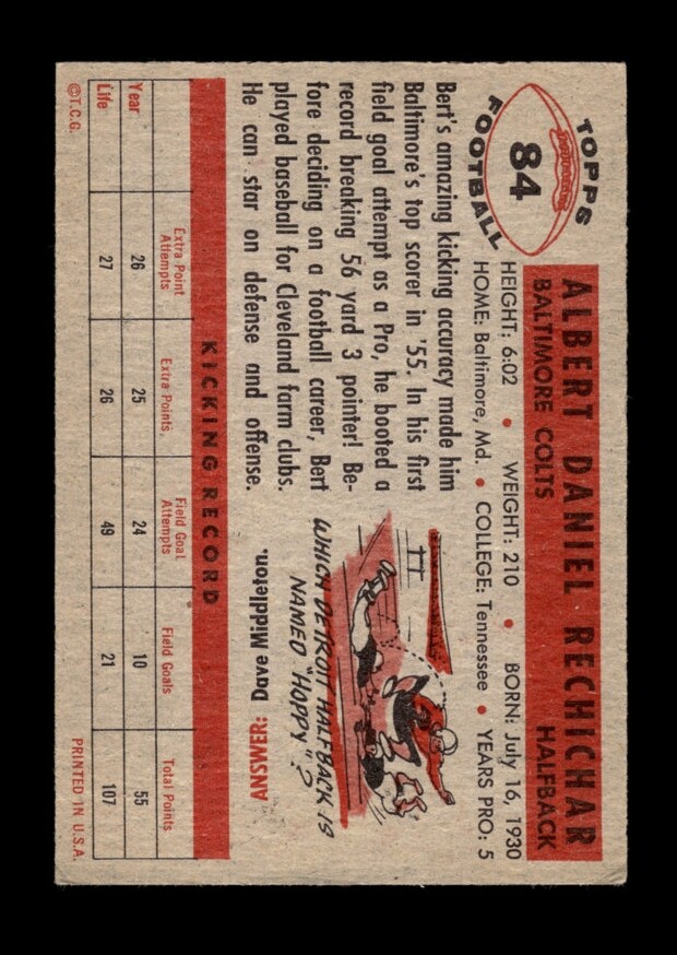 1956 Topps Set-Break # 84 Bert Rechichar VG-VGEX (crease) *GMCARDS* | eBay