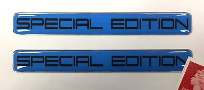 2 x SPECIAL EDITION Stickers Super Shiny Domed Finish - Black Text on ...