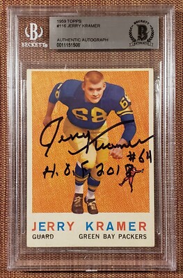 1959 Topps #116 Jerry Kramer Autographed Packers Rookie Football Card ...