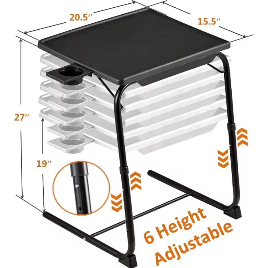 6.61bs Laptop Desk Adjustable TV Tray Table, Portable Folding Dinner ...