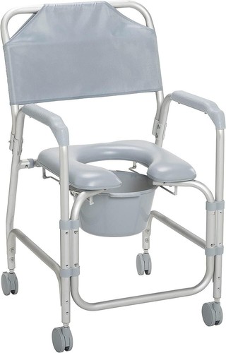 Drive Medical 11114KD-1 Shower Chair / Commode Chair with Casters,Grey ...