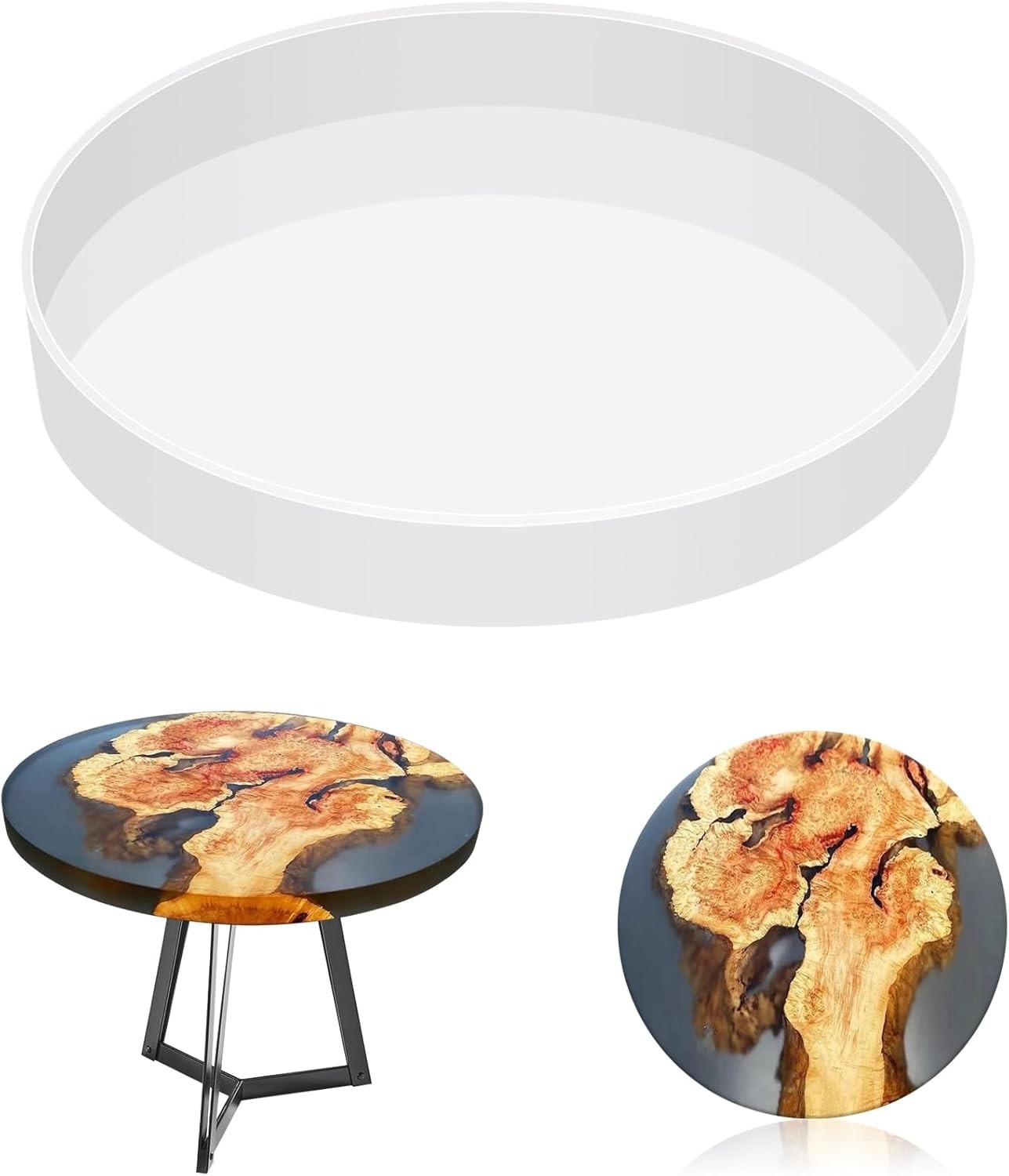 Extra Large Resin Table Mold, 12 Inch Round Silicone Epoxy Resin Molds ...