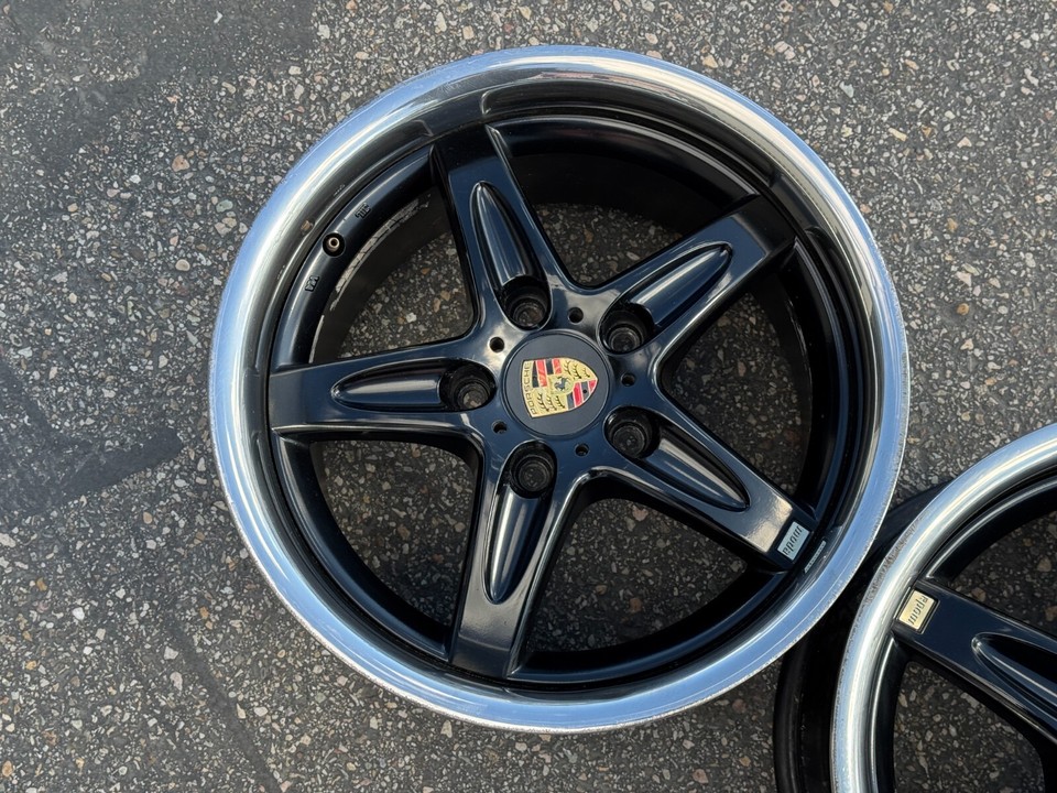 18" PORSCHE MODA 911 993 964 CUP BLACK FACTORY STOCK 5X130 WHEELS RIMS ...
