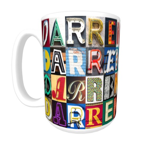 DARREN Coffee Mug / Cup featuring the name in photos of sign letters | eBay