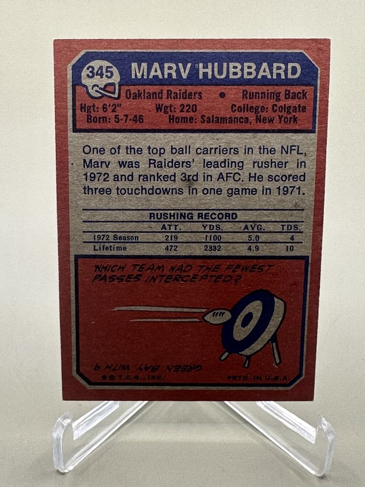 MARV HUBBARD 1973 Topps #345 - EX/NM | eBay
