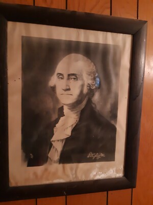 Vintage Picture Of George Washington 23.5" X19.5" In Frame | eBay